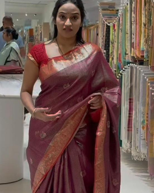 Chinaya pattu Saree With Kanchapuram Peacacok Design and Golde Zari Bo ...